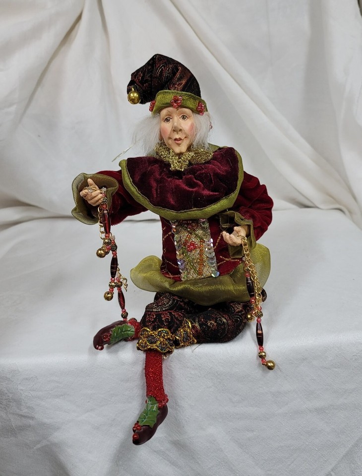 CHARMING WINWARD RARE & VINTAGE SITTING HOLIDAY ELF JESTER DOLL 8 ...
