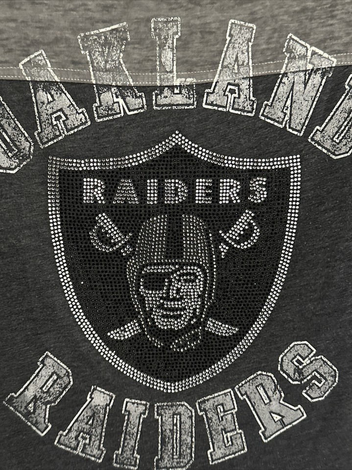 Vintage Rhinestone Raiders Logo Football T Shirt Womens Size M | eBay
