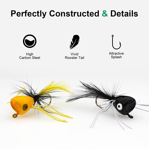 Fly Fishing Poppers, Topwater Fishing Lures Bass Crappie Bluegill ...
