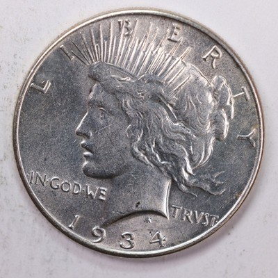 1934 Peace Silver Dollar., Mint State, Uncirculated Coin., Store #9035 ...