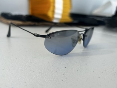 Ray-Ban Vintage RB3156 Wrap Sunglasses Black Metal Frame Gray Glass ...