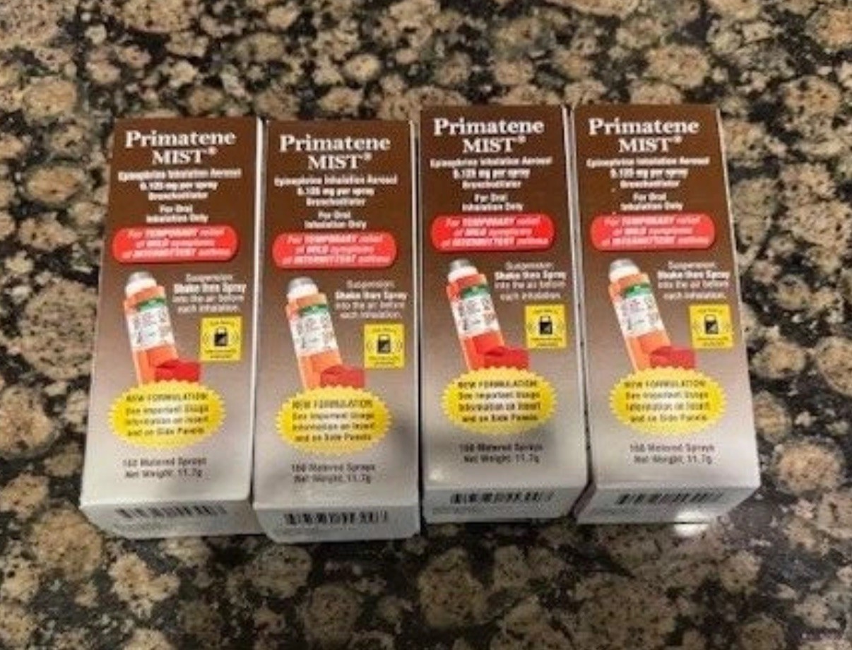 4 Pack Primatene Mist Epinephrine Inhalation Aerosol 160 Sprays Exp 6/ ...