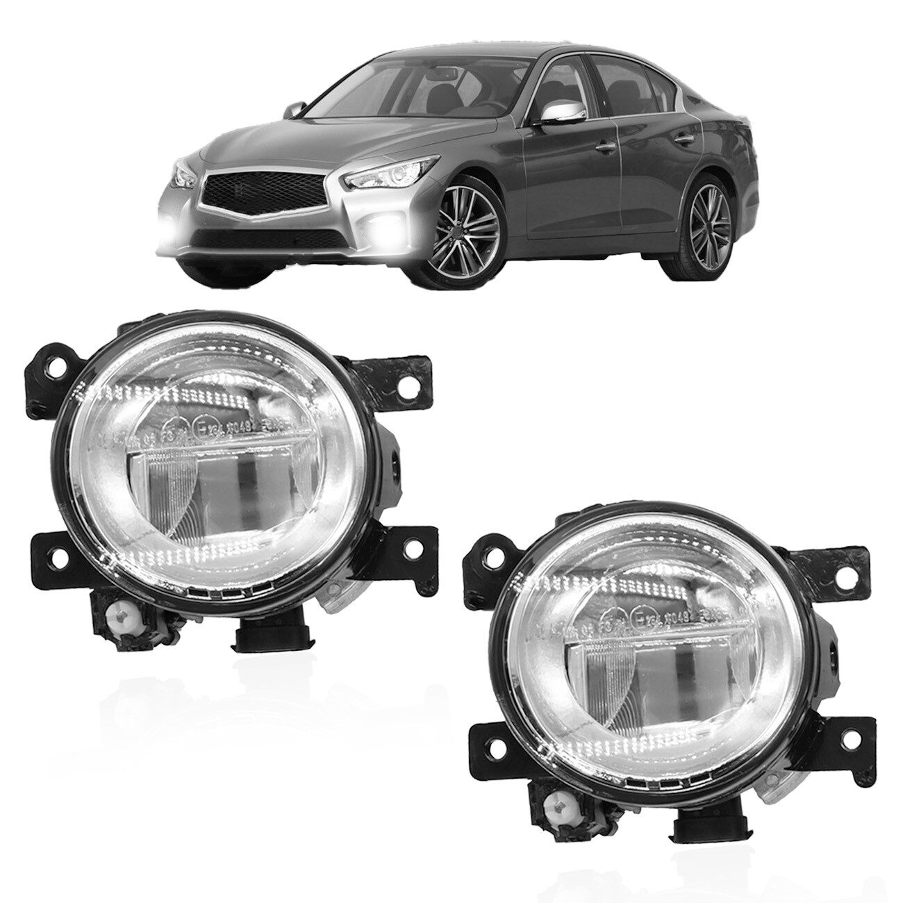 Front Bumper LED Fog Light Lamp LH&RH Pair for 14-20 Infiniti Q50 Q70 ...