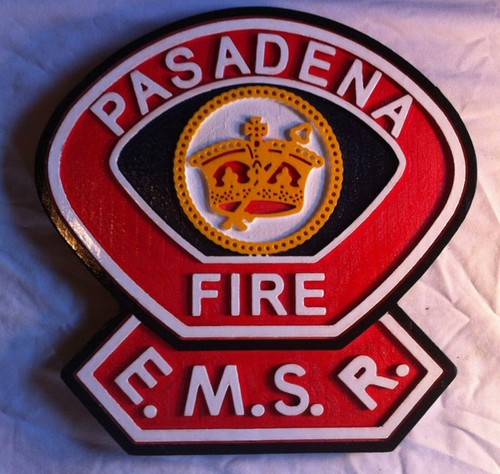 Fire Department Pasadena 3D routed wood patch plaque sign Custom | eBay