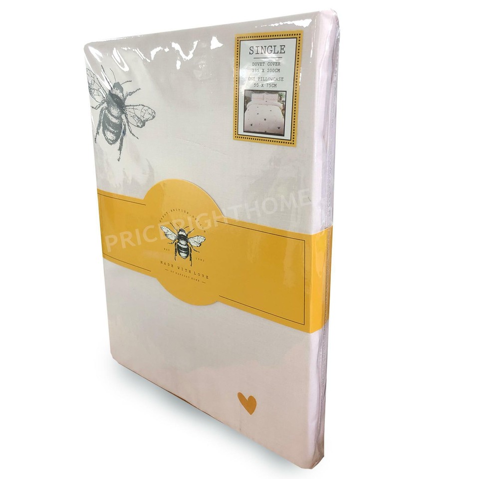 BEE MINE SINGLE DUVET COVER SET BEDDING HEARTS POLKA DOTS | eBay
