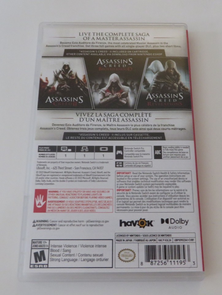Replacement Case (NO GAME) Assassin's Creed The Ezio Collection ...