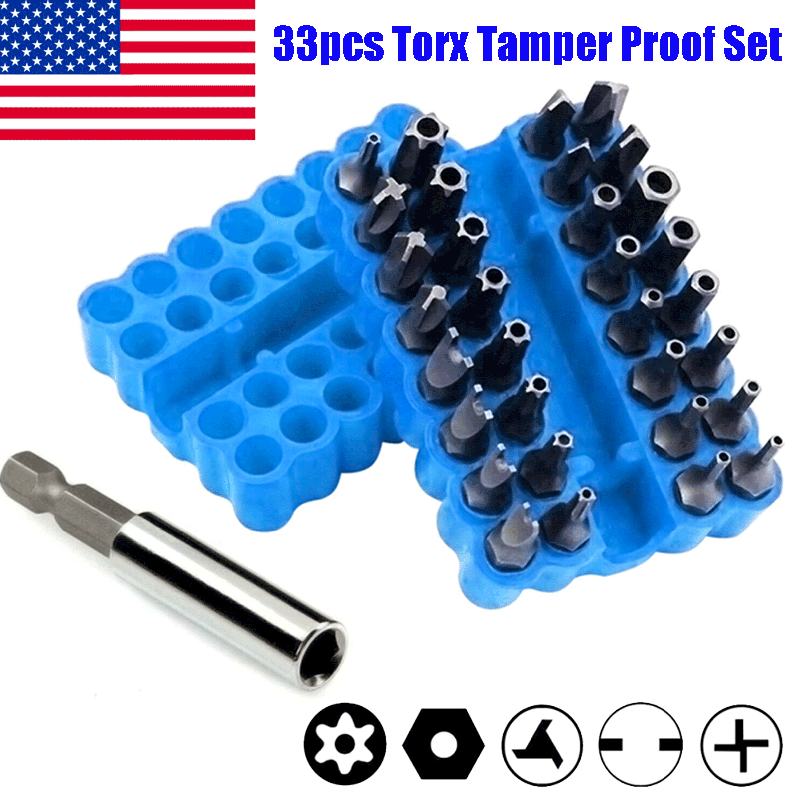 33 Torx Bit Set Tamper Proof Security Torq Hex Star Spanner Tri Wing ...