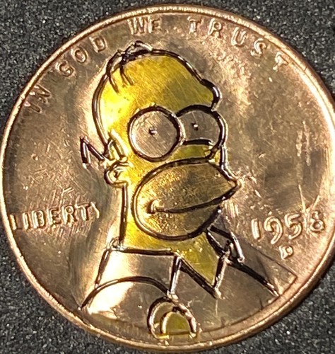 (1958) HOMER SIMPSON !! Hand Engraved Hobo Penny !! | eBay