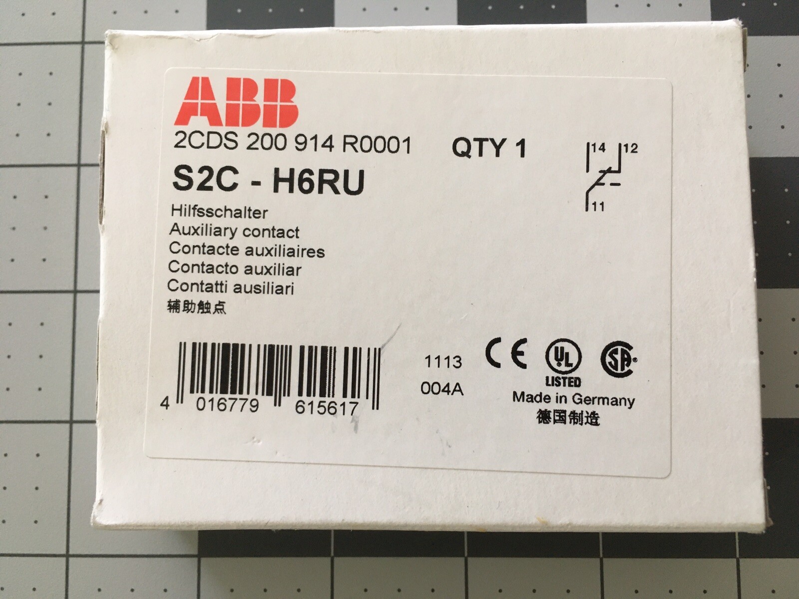 ABB S2C-H6RU AUXILIARY CONTACT 1NO 1NC 2CDS 200 914 R0001 | eBay