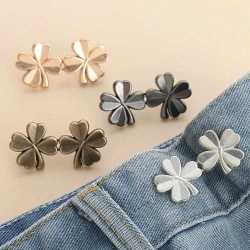 5PCS Four Leaf Clover Adjustable Waist Clip Metal Retractable Button ...