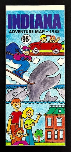 1988 Indiana State Adventure Map Vintage Travel Brochure Regional ...