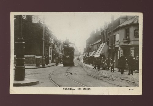 Kent GILLINGHAM High St Tram to Borstal & street scene Used 1916 RP PPC ...