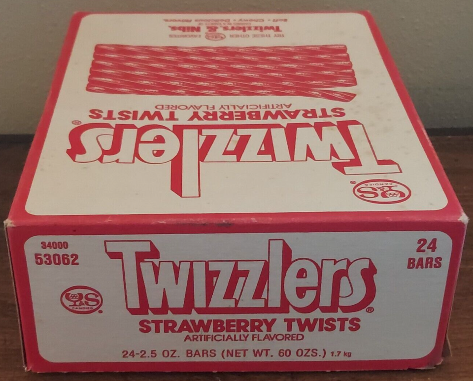 Vintage Twizzlers Licorice Candy Box Strawberry Twists Countertop 24 ...