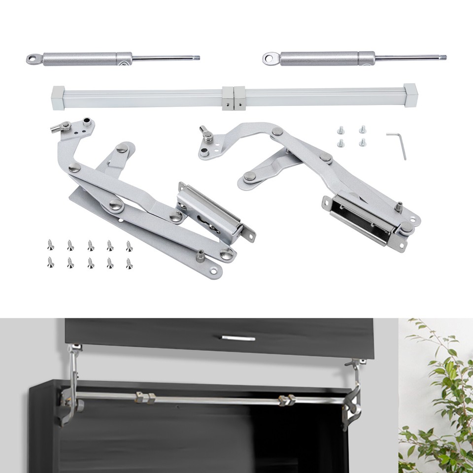2pcs Cabinet Door Hinges Folding Lift Up Top Vertical Swing Furniture ...