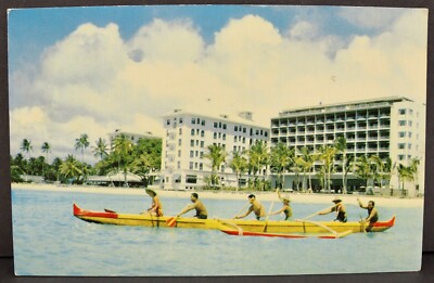 Outrigger Canoes Waikiki Beach HAWAII Moana-Surfrider Hotels Postcard ...