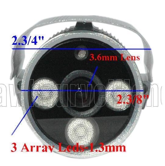 SJ-3H232 1/4" Sony CCD 3 Array LED IRx1.3F up to 95FT 3.6mm 480TVL BNC ...