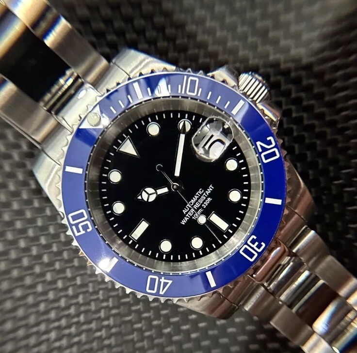 Custom 40mm “Cookie Monster” Sub Mod Watch Oyster Band w/ NH35 ...