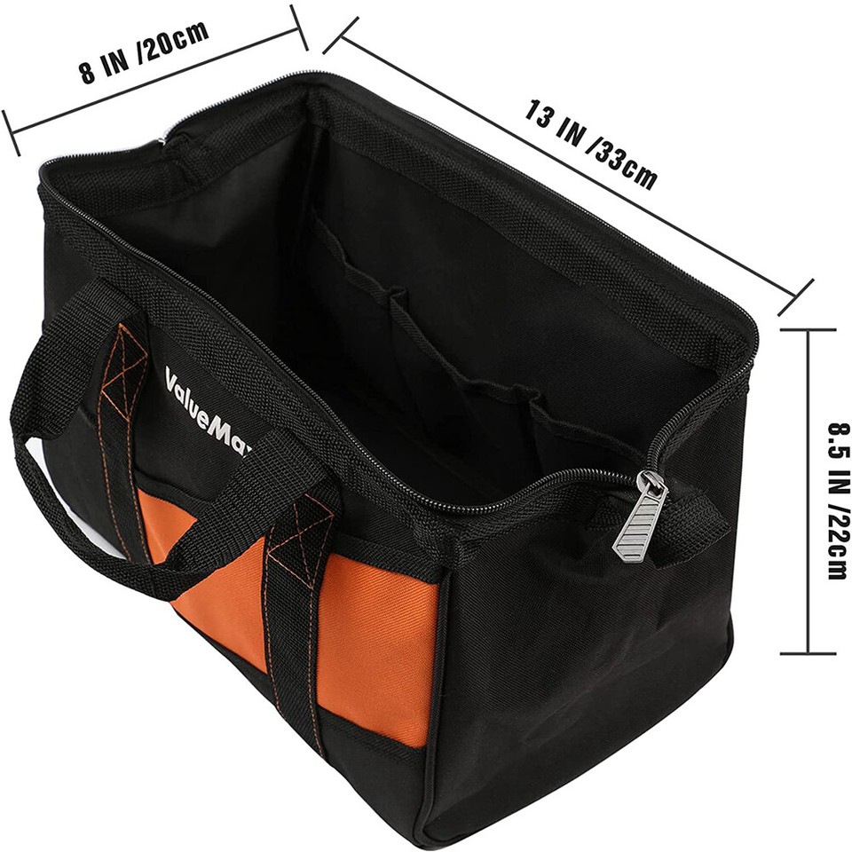 ValueMax 13 in Zipper Tool Bag Wide Mouth Heavy Duty Carry Tools Canvas ...