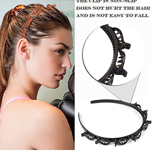 2 Pack Double Bangs Hairstyle Headband Toothed Hair Band for Women ...