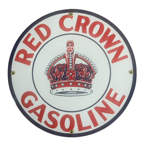 Red Crown Porcelain Advertising Pump Plate Sign | eBay