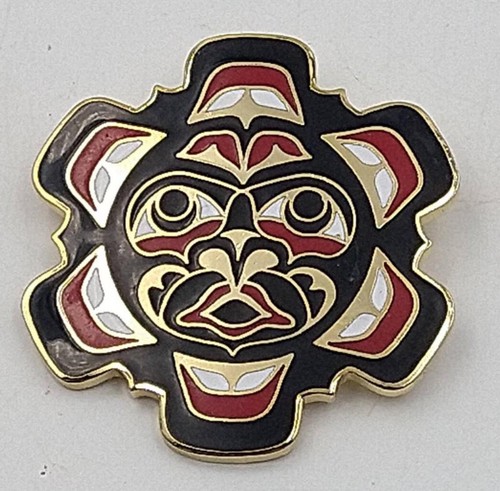 First Nation Haida Sun handmade Pacific NorthWest Coast 2" PIN RED | eBay