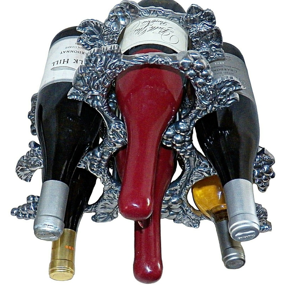 Retired Arthur Court 2004 Grapes Vine Cast Aluminum Wine Bottle Rack ...