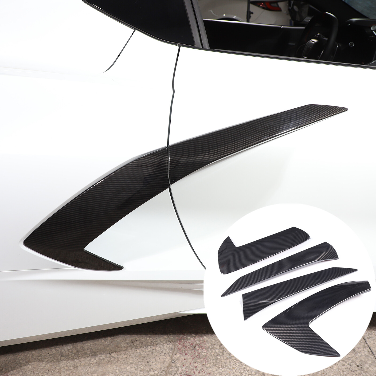 Carbon Fiber Style Side Fender Vent Door Handle Pair For 20-Up Corvette ...