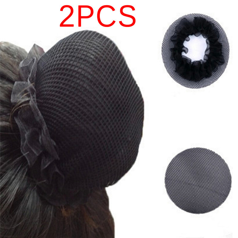 2PCs Women Ballet Dance Skating Snoods Hair Net Bun Cover Black Nylon ...