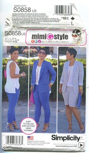 SIMPLICITY S0858/1167 MISSES' JACKET, PANTS, SHORTS & TANK TOP SZ 16-24 ...