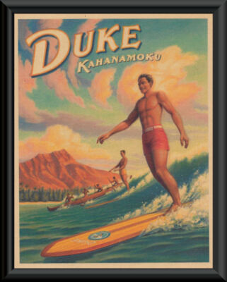 1920s Surfing Legend Duke Kahanamoku Poster Reprint On 100 Year Old ...
