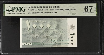 Lebanon 1000 Livres 2004 ND 2006 P 84 a Superb Gem UNC PMG 67 EPQ | eBay