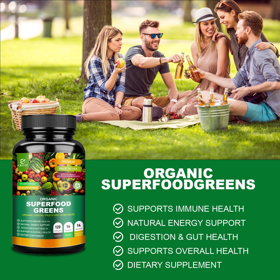 Organic Superfood Greens - Fruits & Vegetables Complex,Energy Support,Gut Health | eBay UK