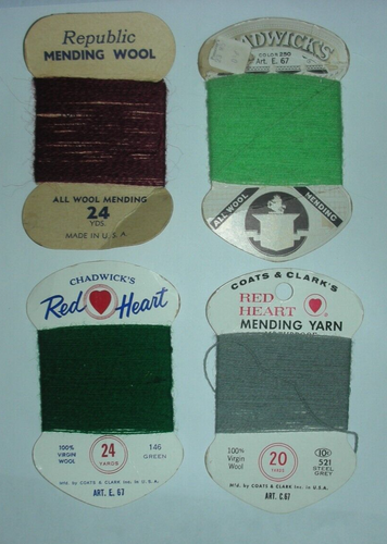 12 VINTAGE MENDING YARN CARDS 100% VIRGIN WOOL VARIOUS COLORS COATES ...