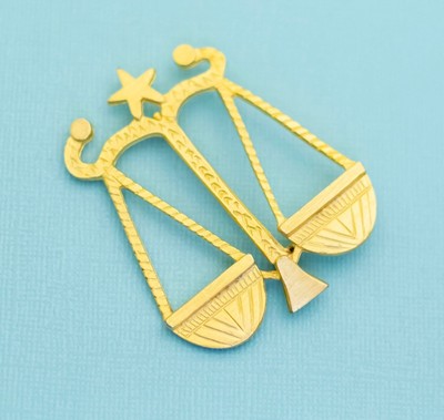 Vintage Gold Tone Libra Scale Zodiac Brooch - E8 | eBay