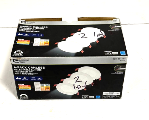 Commercial Electric 4" Canless Selectable Lumens Recessed Kit 2 Pack | eBay