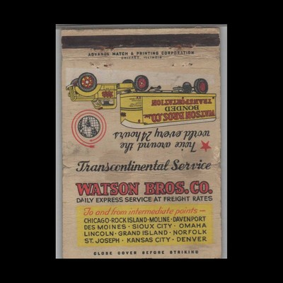 Matchbook Cover Trucking Watson Brothers Daily Express Service At ...