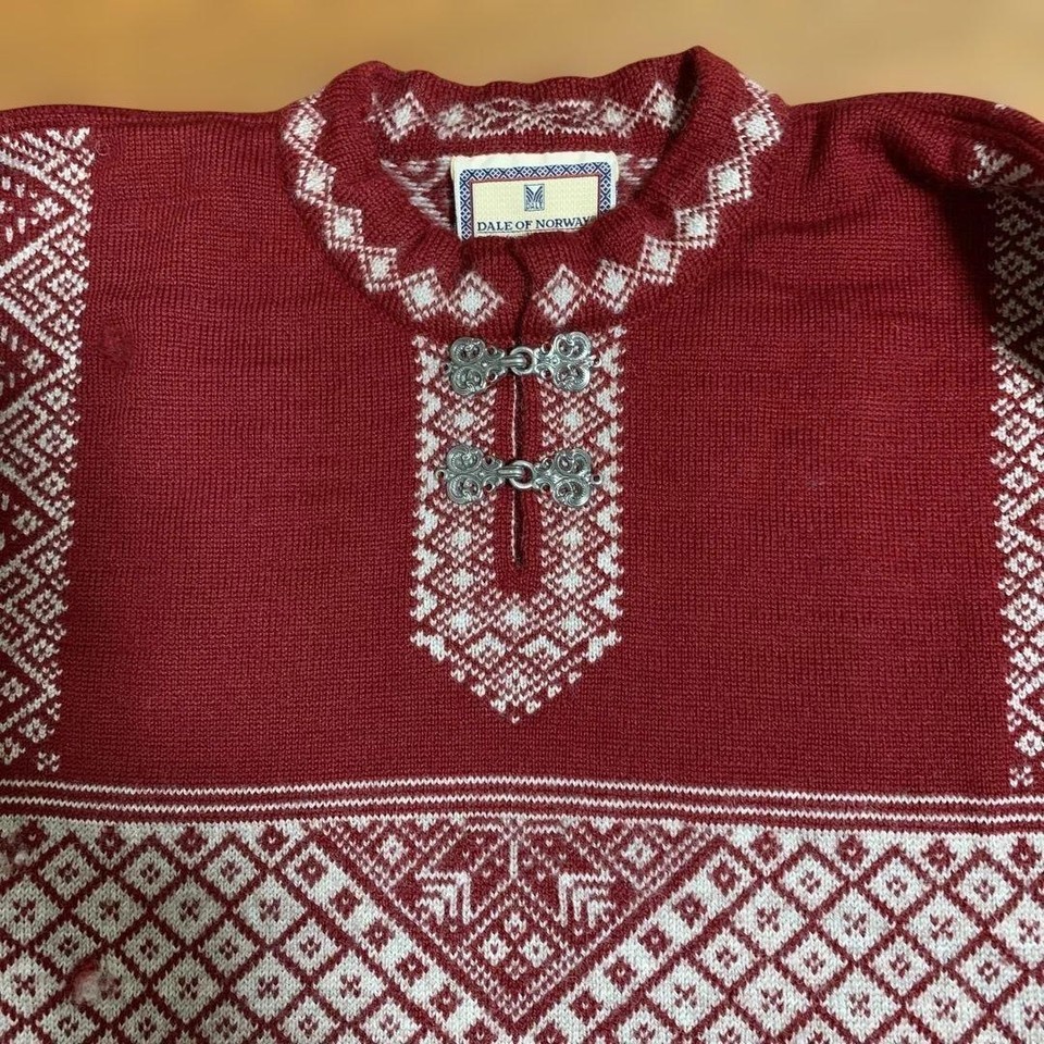 DALE OF NORWAY Wool Knit Sweater Red/White Traditional Norwegian ...