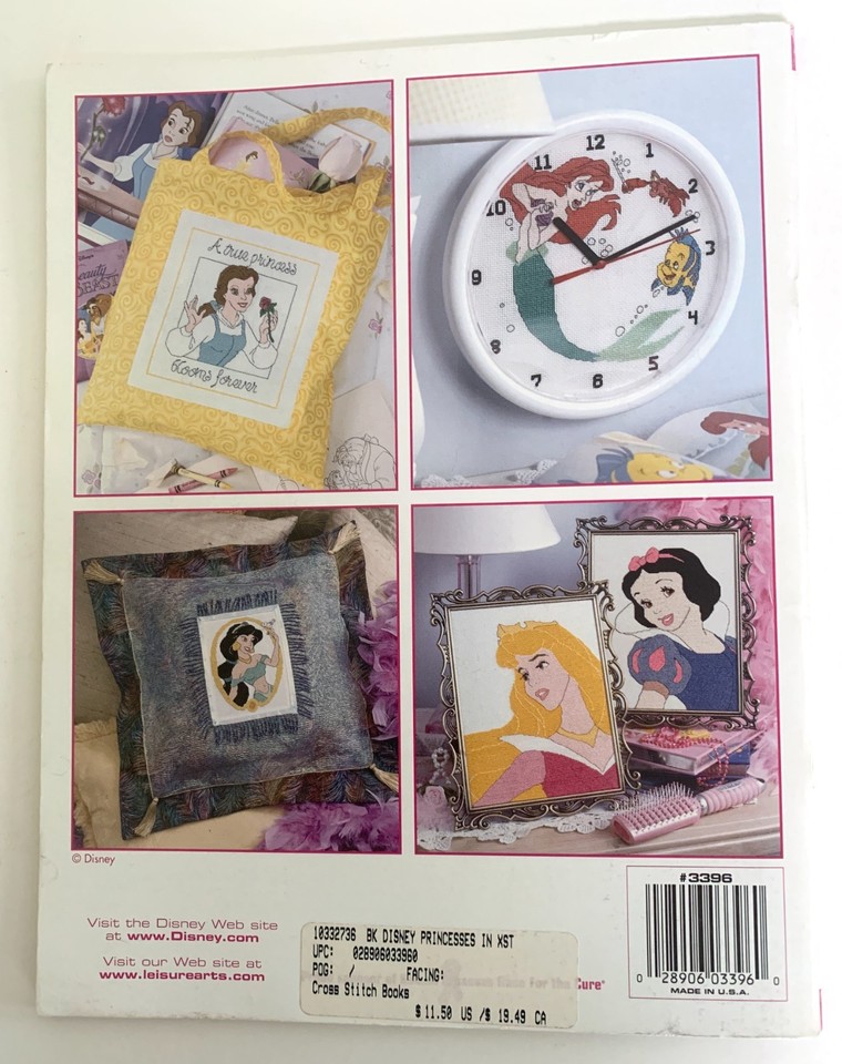 Leisure Arts DISNEY PRINCESSES IN CROSS STITCH Pattern Book 3396 22 ...