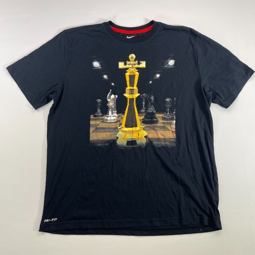 Nike T-Shirt Men's XL Black Dri-Fit LeBron James Chess King Crew Neck ...