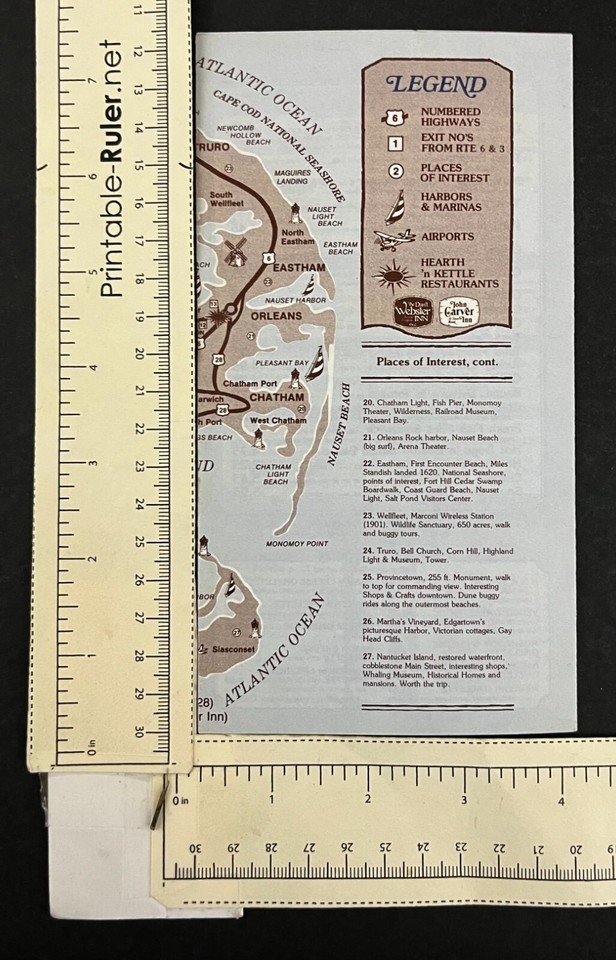 1980s Cape Cod Plymouth MA Pocket Map Hearth Kettle Menu Vintage Travel ...