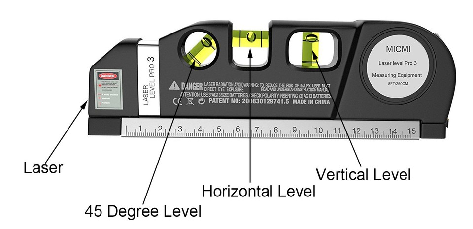 Laser Level Ruler, Multipurpose Vertical Horizon Measure Tape Aligner ...