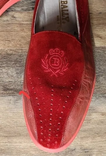 BALLY Red Dress shoes Loafers "PIMP” burgundy Maroon suede and calf ...
