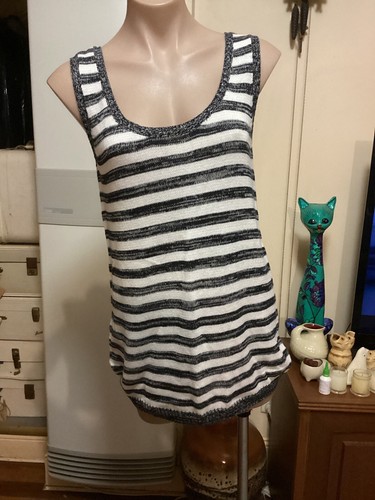 METALICUS “ERICA KNIT TANK” sleeveless top Navy & white stripes size XS ...