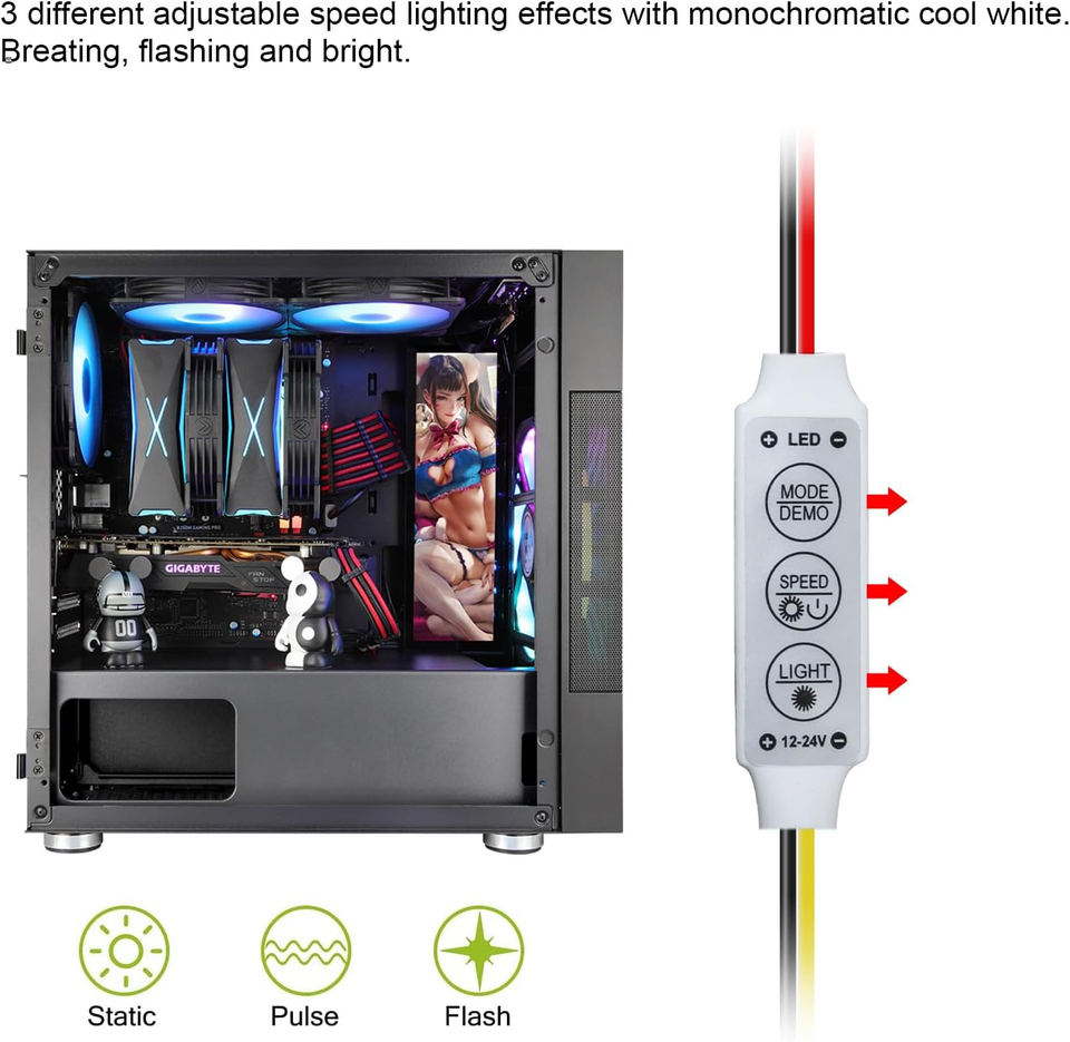 Display Board W/Led Lights for Computer PC Case Decor Full HD 2K Multi ...