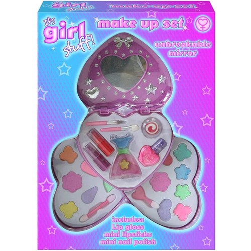 3 Tier Girls Make Up Play Set in Pink Heart Shaped Plastic Case Kids ...