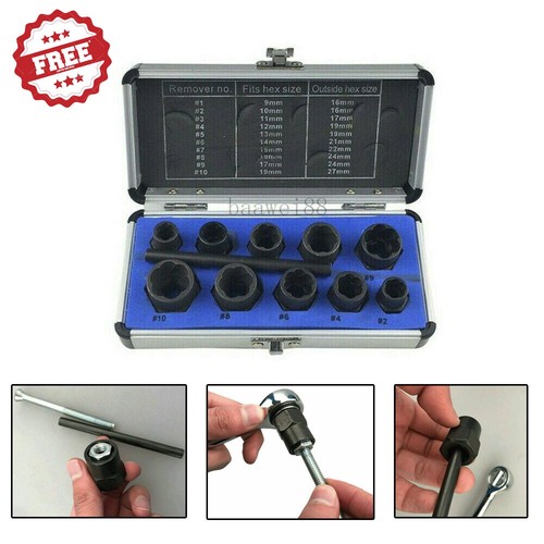 11pcs Damaged Lug Nut And Lock Remover Twists Socket Set Screw ...