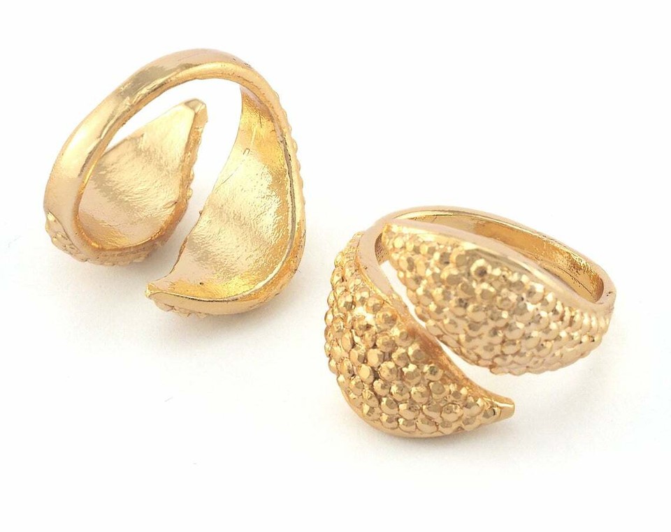 Ring Adjustable 24K Shiny Gold Plated brass Leaf Arms Wrap Handmade ...