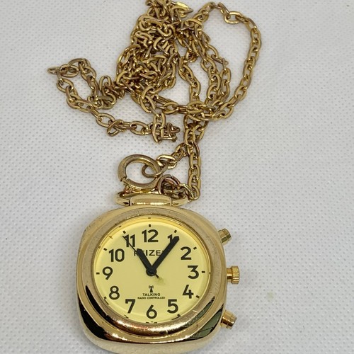 Reizen Talking Atomic pendant pocket Watch gold tone black Numbers 37mm ...