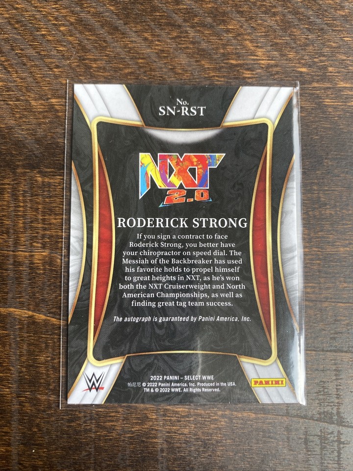 2022 Select WWE Roderick Strong Signature Selections Autograph Auto #SN ...