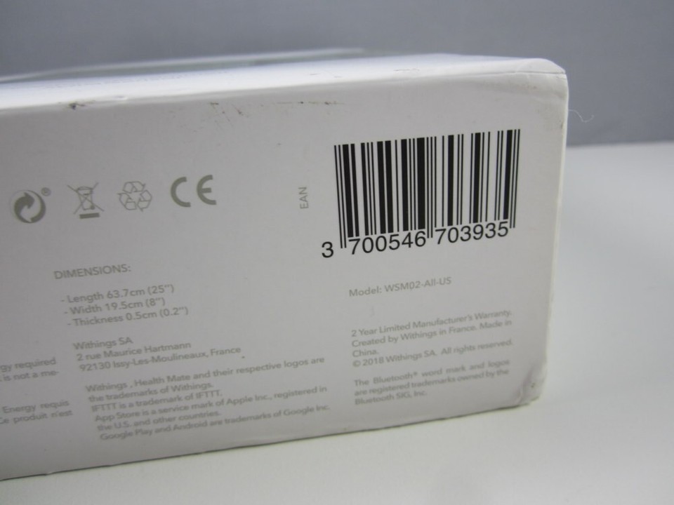 Withings WSM02-All-US Gray Sensing & Home Automation Sleep Tracking Mat ...